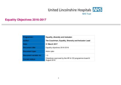 ULHT Equality Objectives 2016-2018, vers 1.3 - United Lincolnshire ...