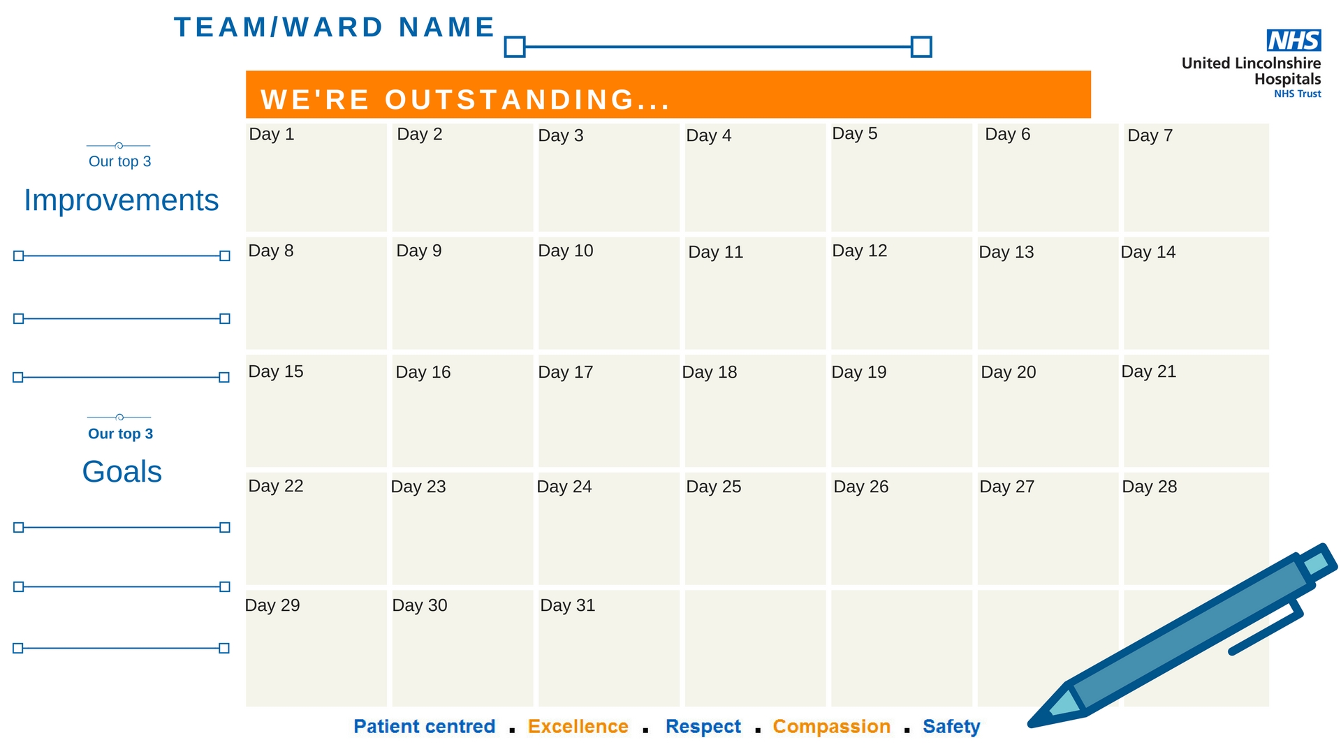 ULHT improvement calendar2 - United Lincolnshire Hospitals