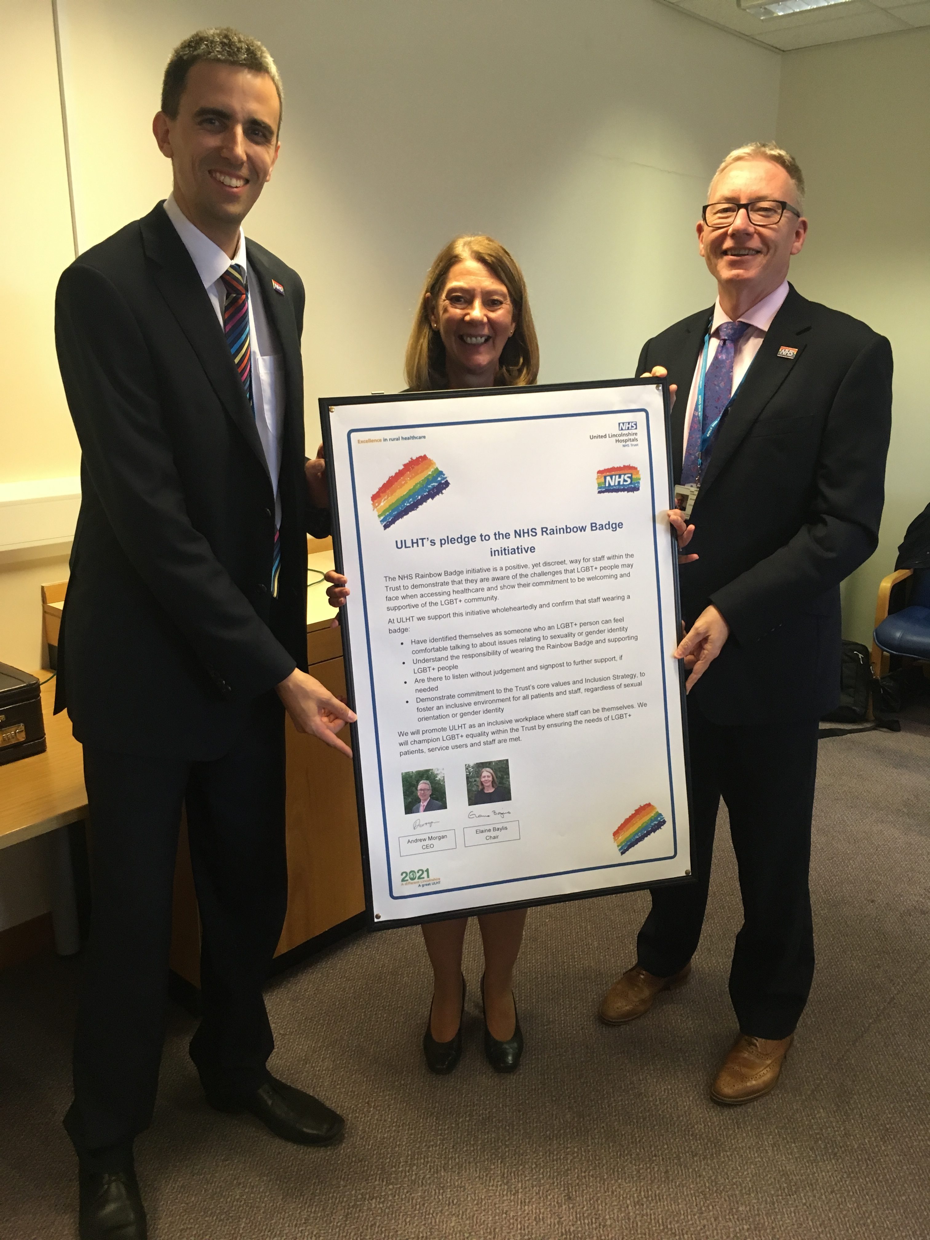 Members of ULHT Board with the NHS Rainbow Badge scheme pledge - United ...