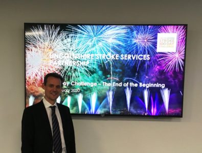 Mark Brassington celebrating the Stroke Services 100 Day Challenge ...